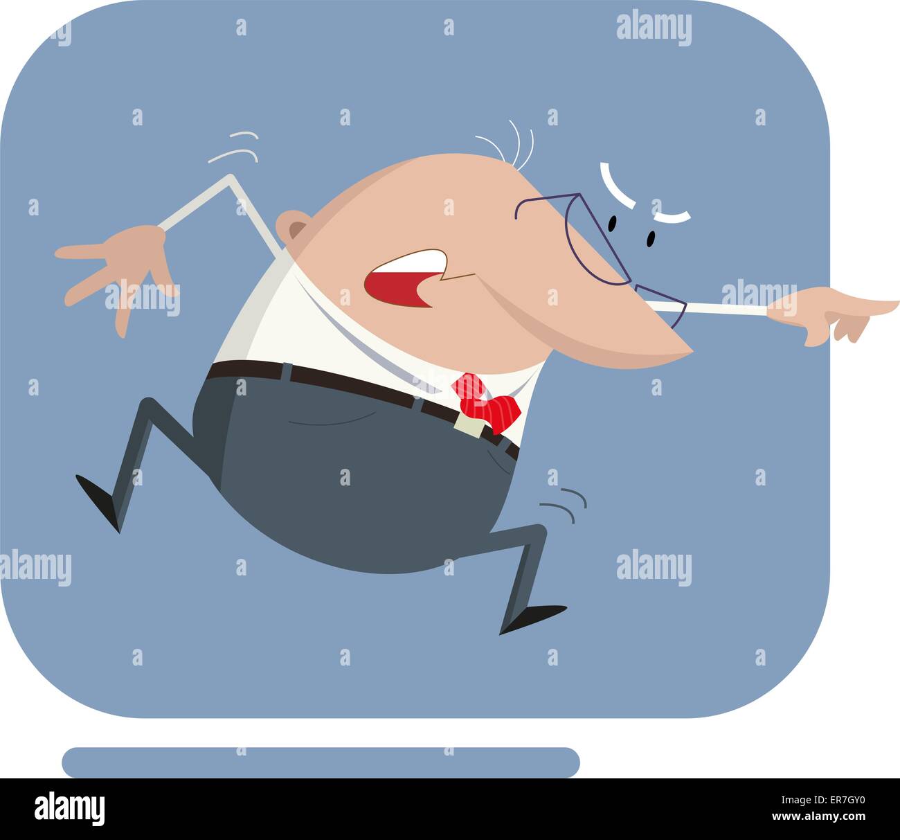 An angry businessman shouting, jumping and pointing Stock Vector Image ...