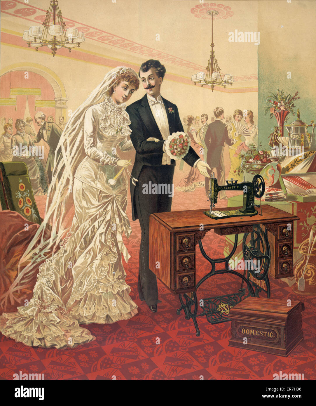 Domestic sewing machine. Bride and groom Stock Photo - Alamy