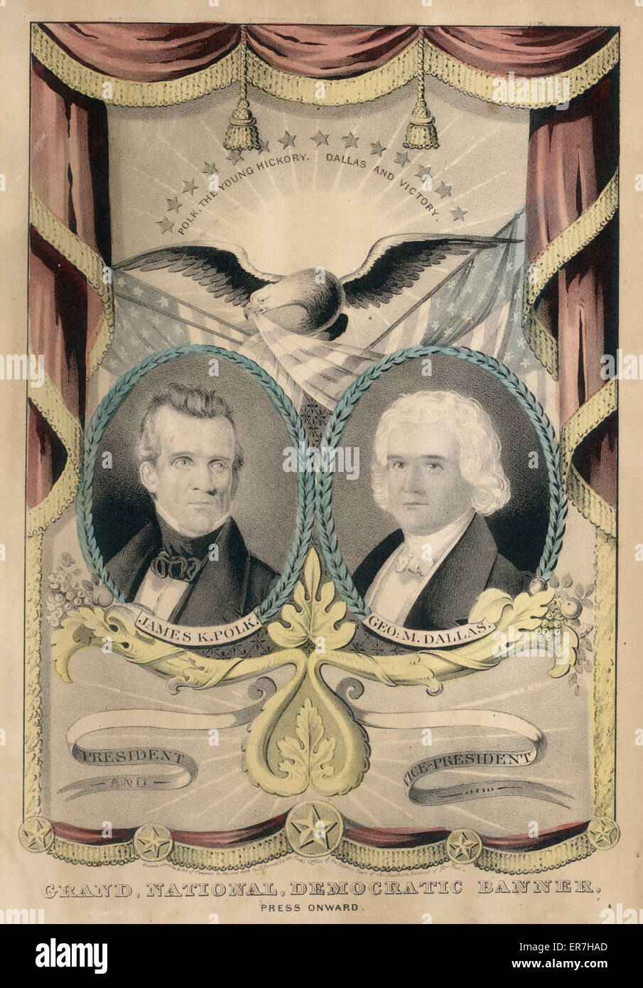 Grand National Democratic banner. Press onward Stock Photo - Alamy