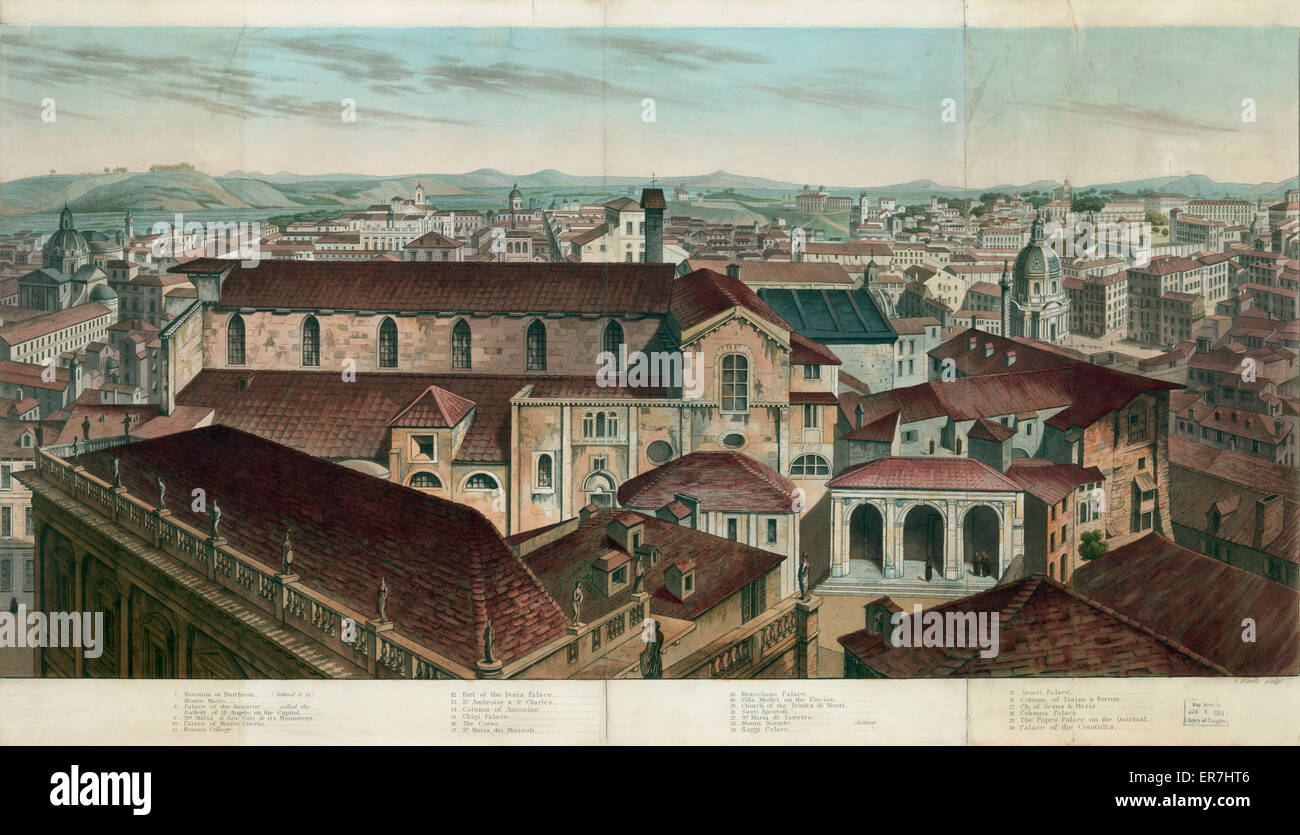 View of Rome, including the Forum, the Temple of Jupiter Sla Stock ...