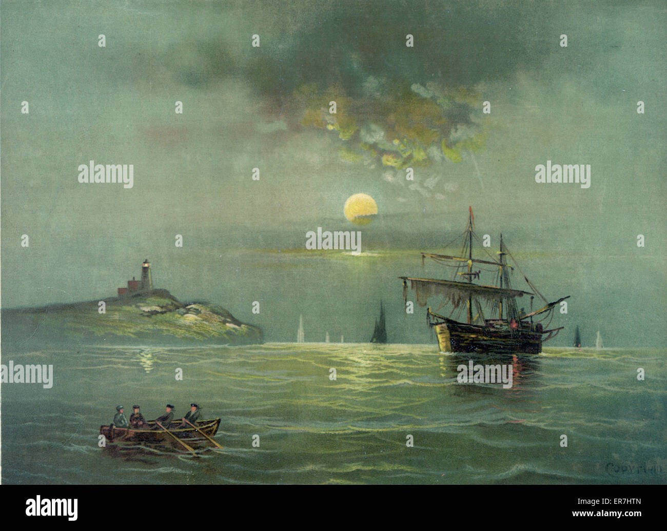 Marine moonlight scene Stock Photo - Alamy