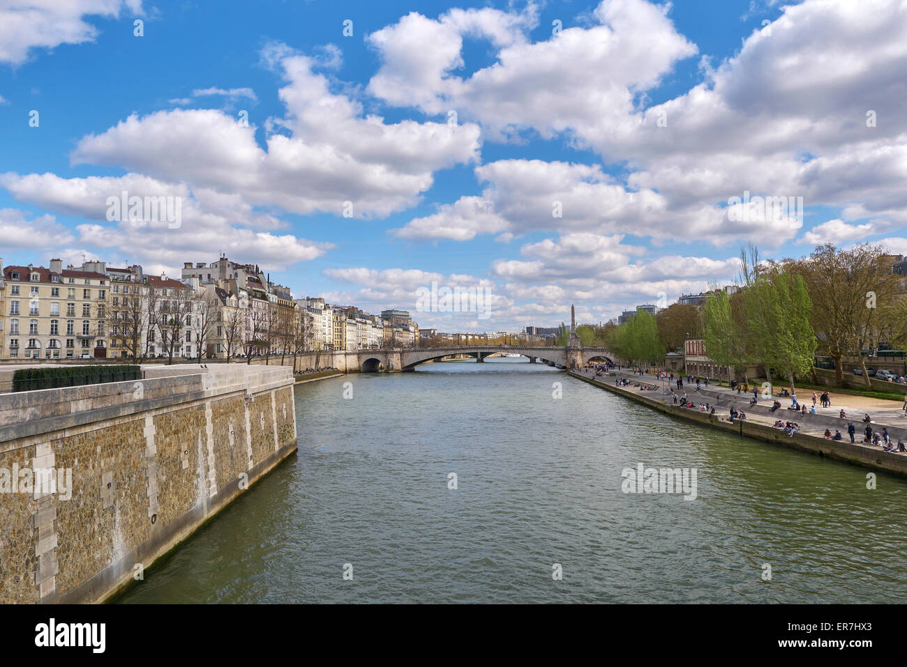 Looking out from the love lock bridge along the river seine Stock Photo ...