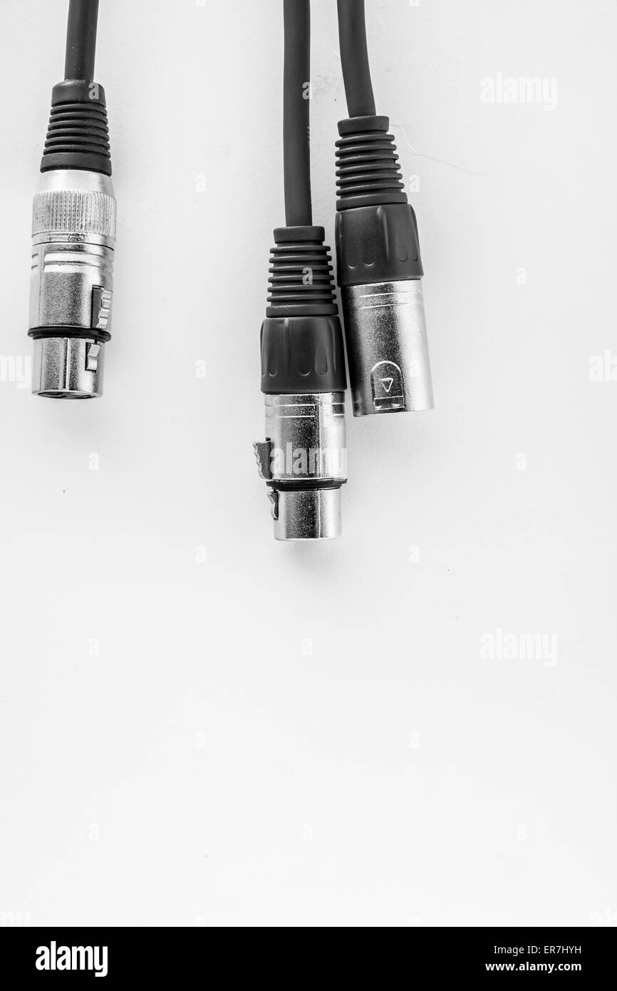 XLR cables and connections details. Poster background Stock Photo - Alamy