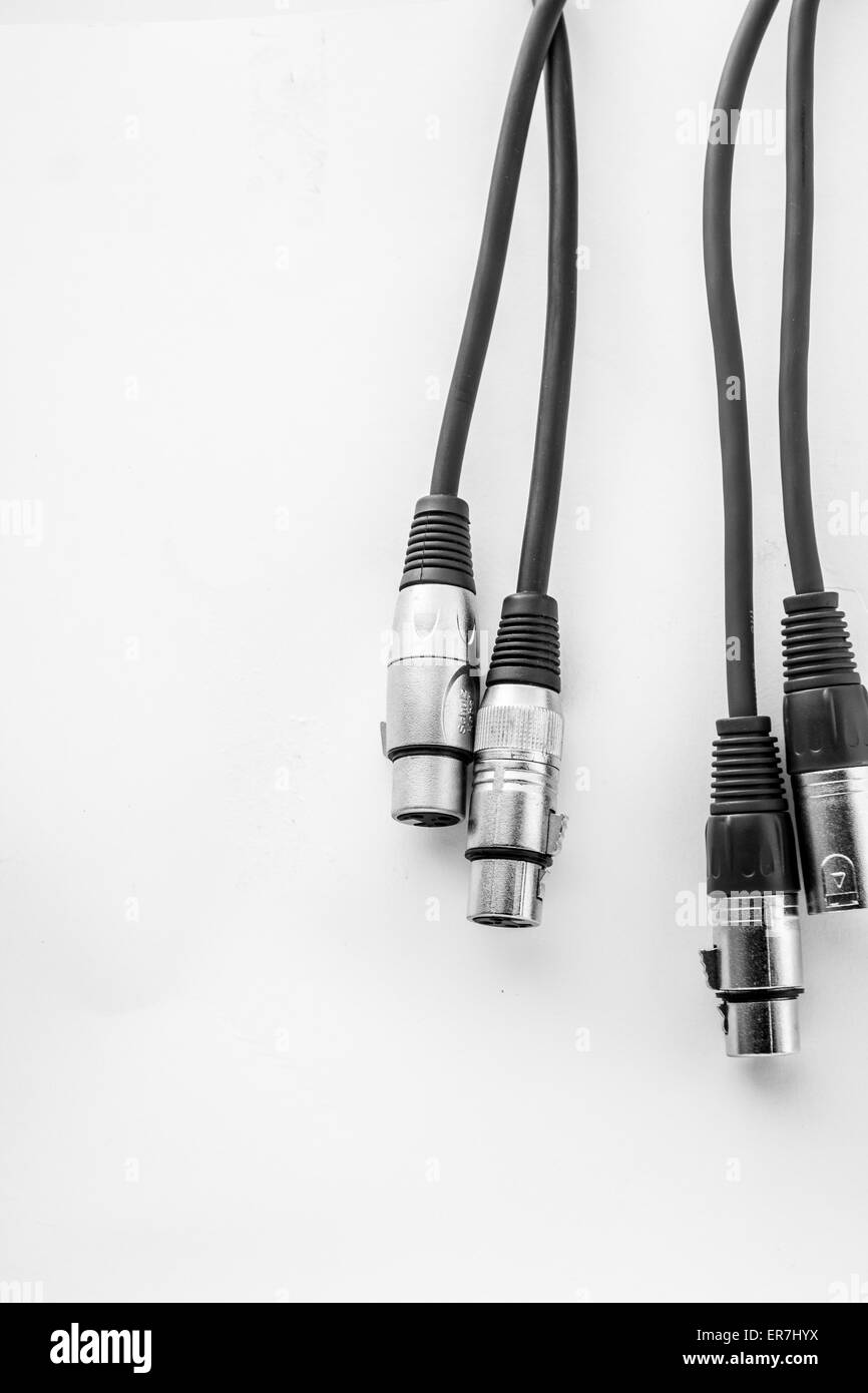 XLR cables and connections details. Poster background Stock Photo - Alamy