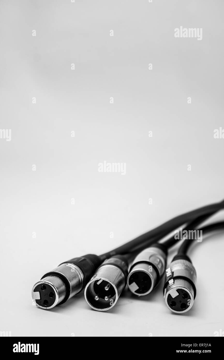XLR cables and connections details. Poster background Stock Photo - Alamy