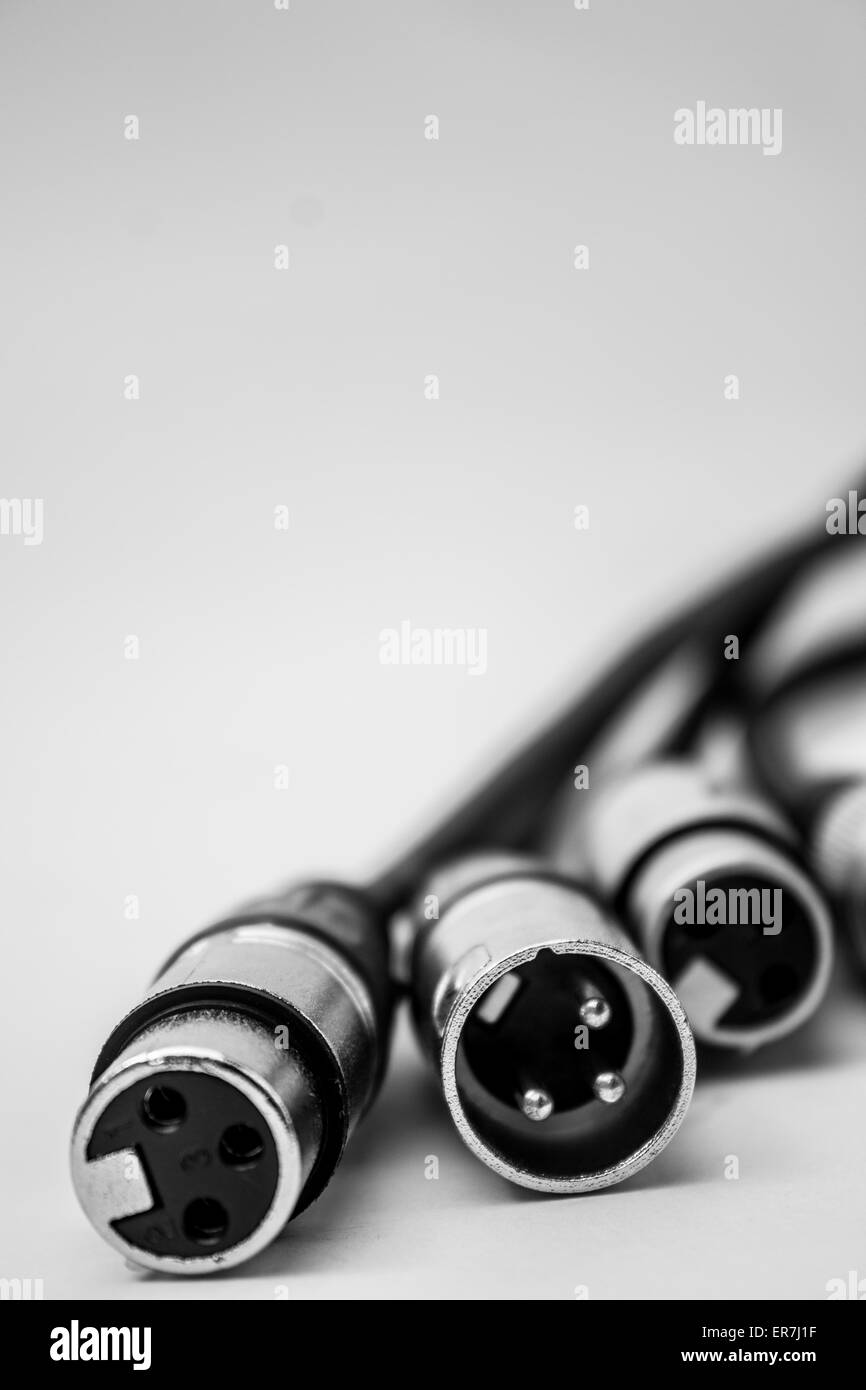 XLR cables and connections details. Poster background Stock Photo - Alamy