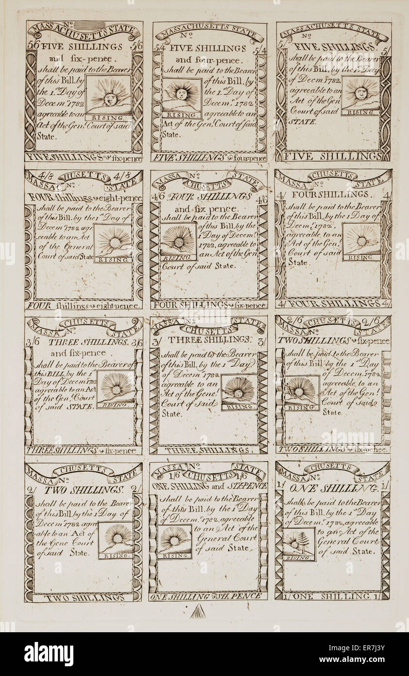 Sheet of uncut Massachusetts currency Stock Photo - Alamy