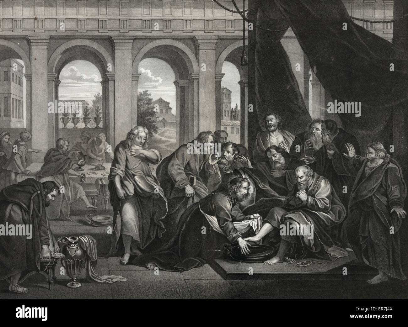 Jesus washing his apostles feet Stock Photo - Alamy