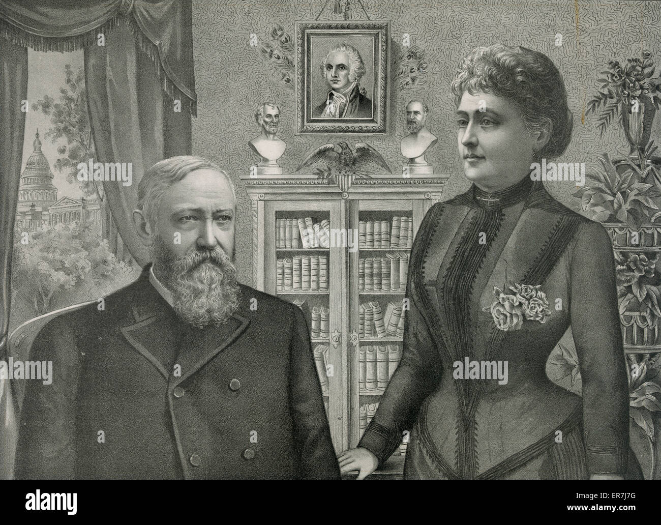 President Harrison and wife Stock Photo - Alamy