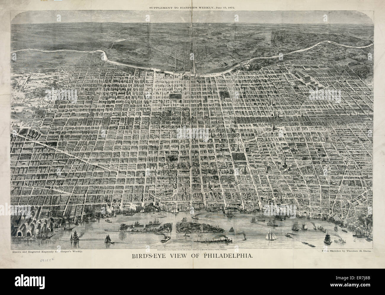 Bird's-eye view of Philadelphia Stock Photo - Alamy