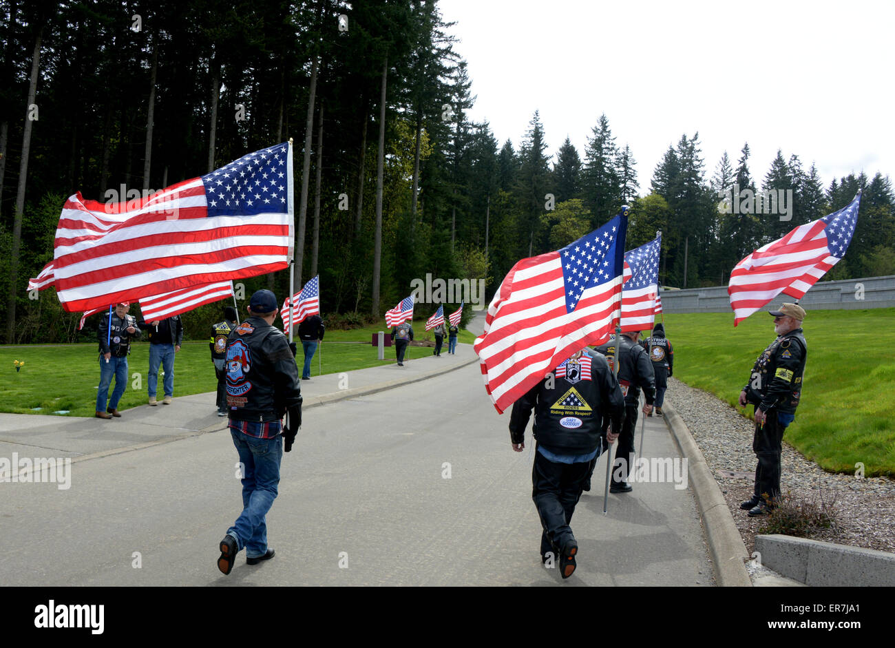 Patriot Guard Riders, walking by,, windy Portland, Oregon, USA Stock ...