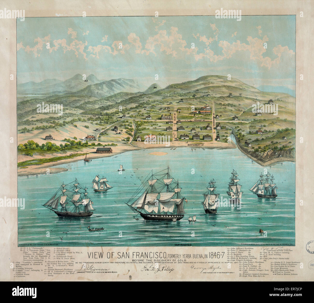 View of San Francisco, formerly Yerba Buena, in 1846-7. Befo Stock ...
