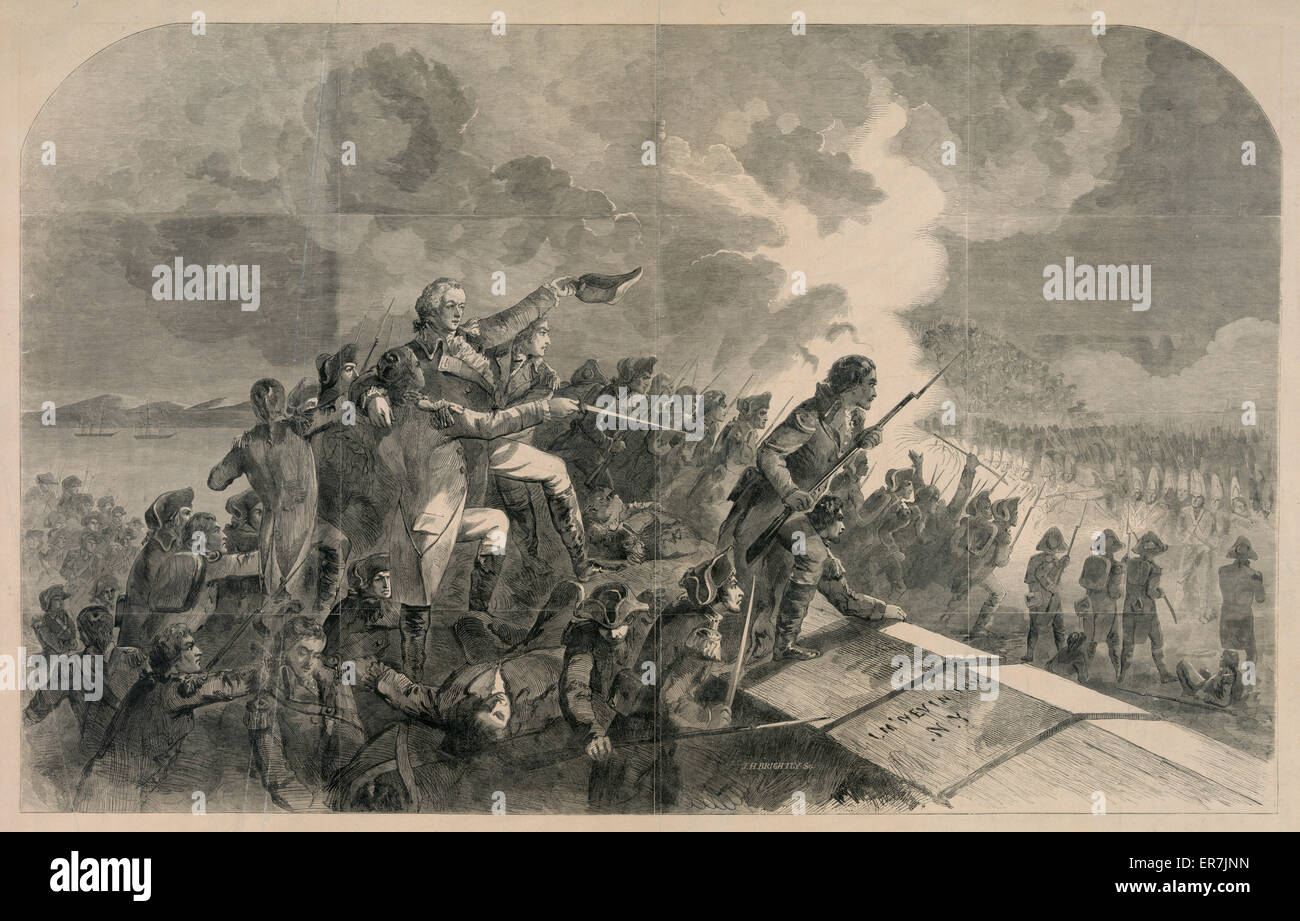 The Battle of Stony Point. Print shows General Anthony Wayne and his ...