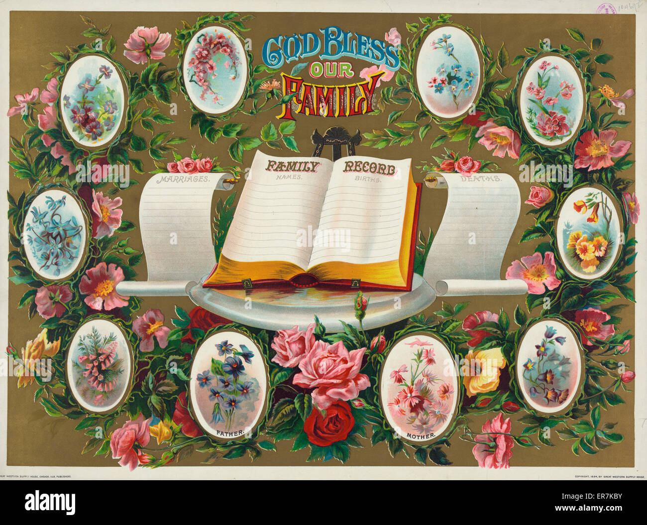 God bless our family, family record, Chicago IL Stock Photo - Alamy