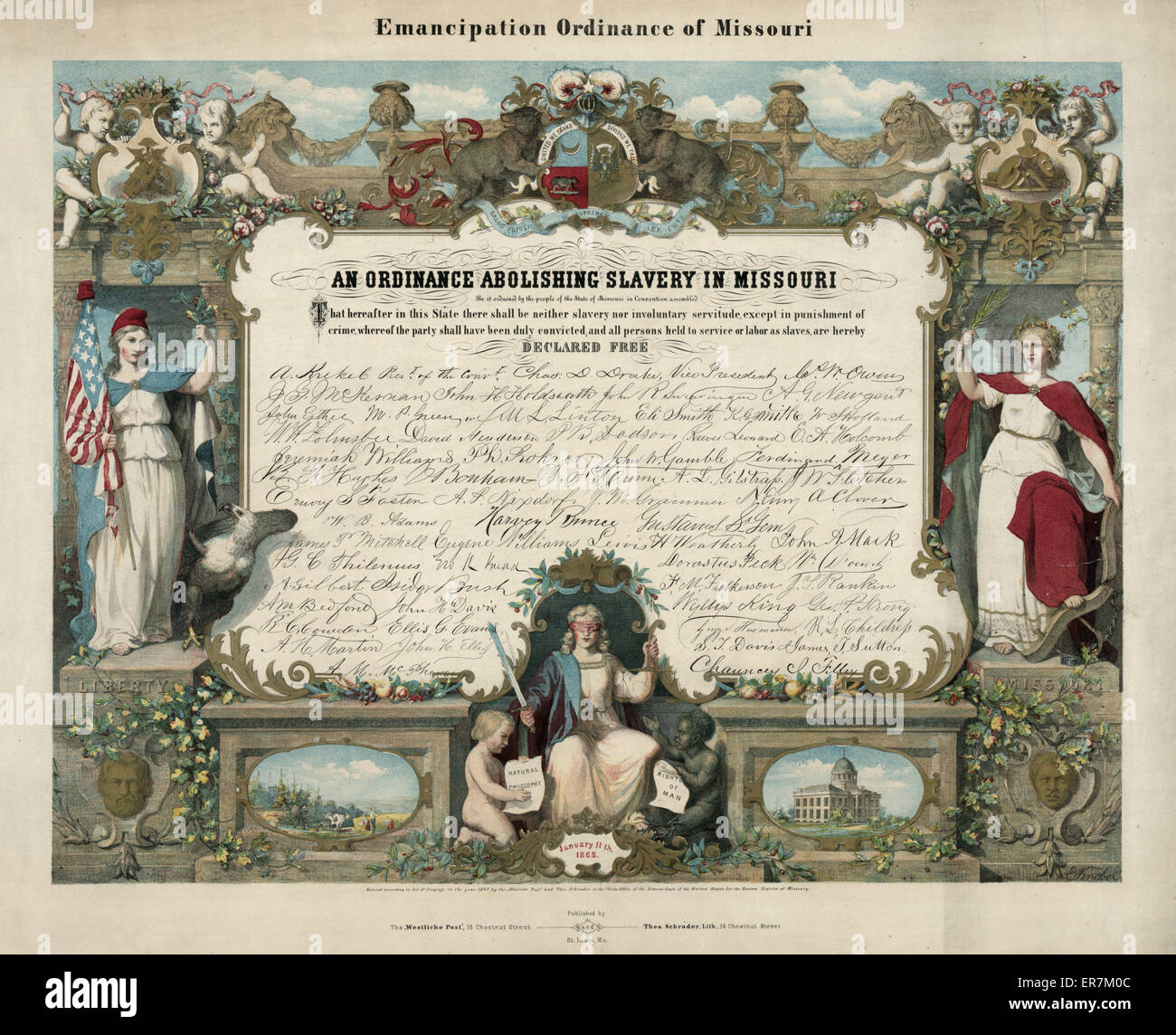 Emancipation Ordinance of Missouri. An ordinance abolishing Stock Photo ...