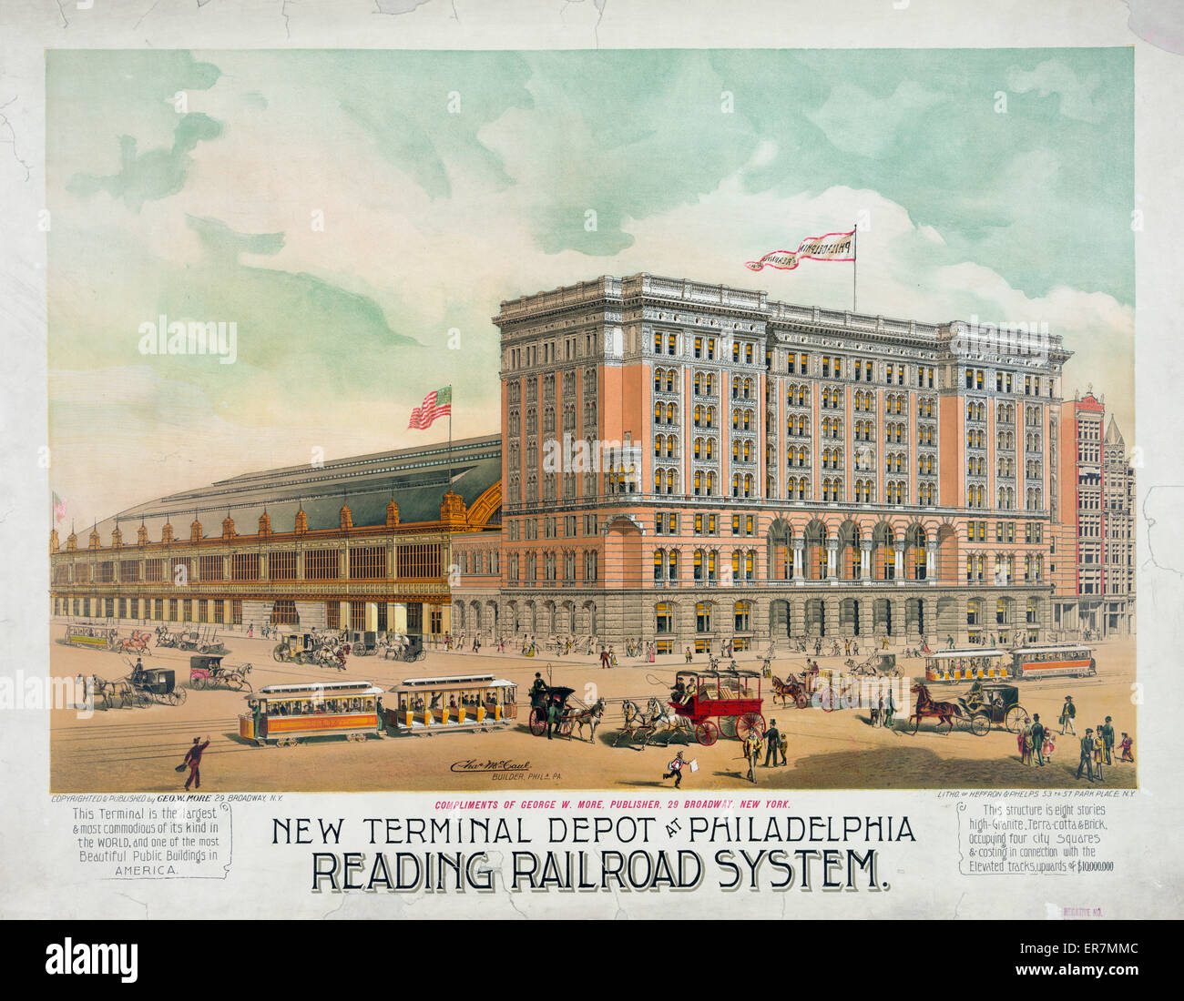 New terminal depot at Philadelphia. Reading railroad system Stock Photo ...