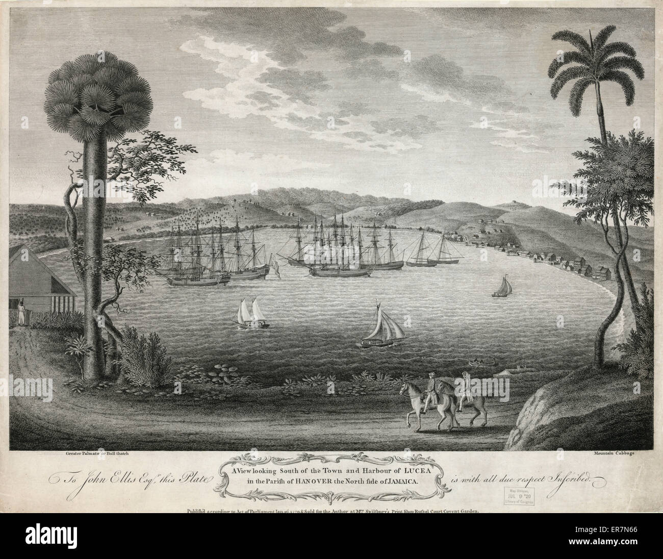 A view looking south of the town and harbour of Lucea, in th Stock ...