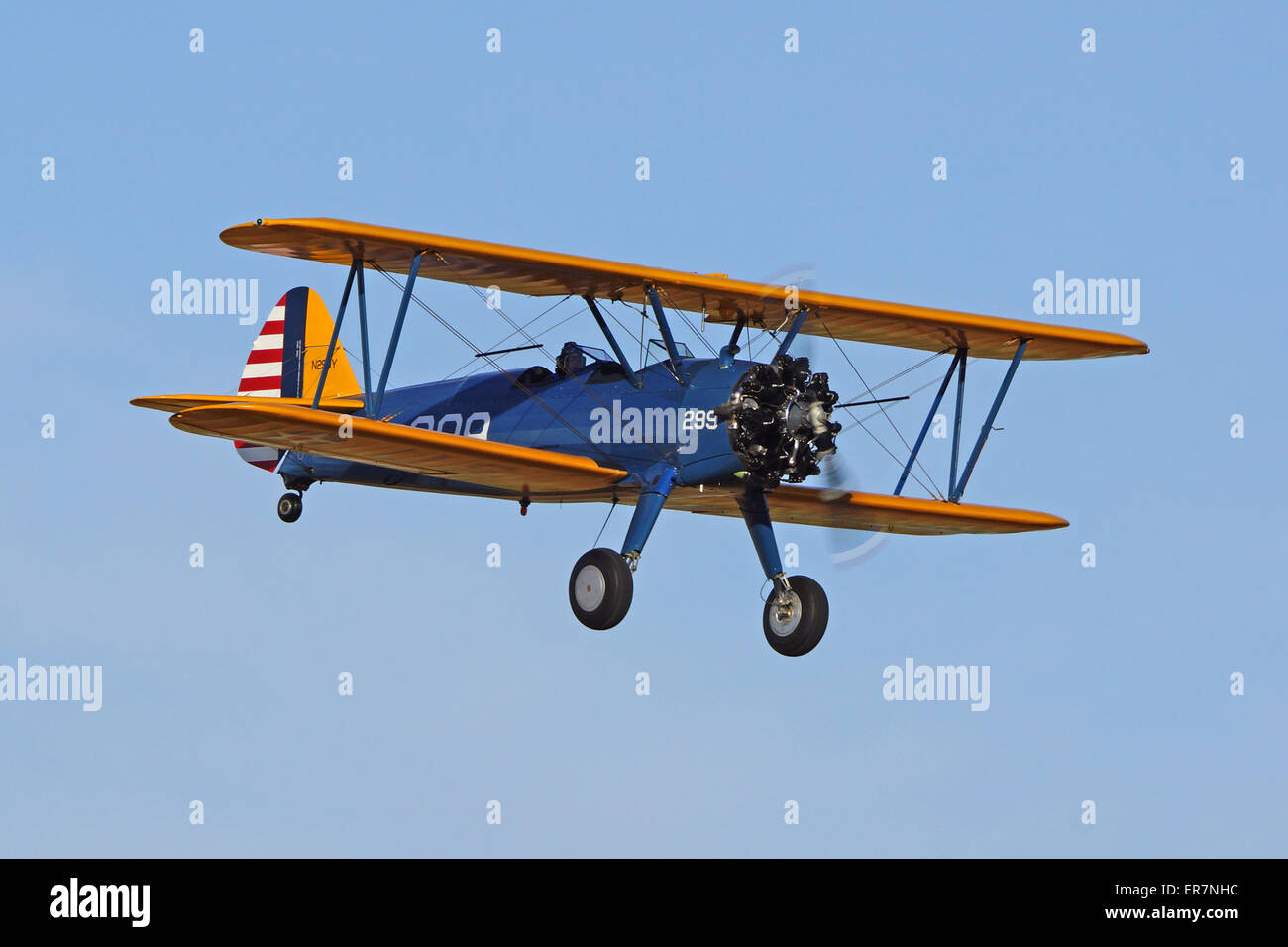 Vintage Bi-plane Airplane flying at 2015 Planes of Fame Air Show Stock ...