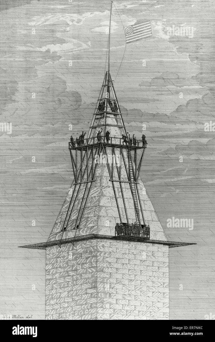 Top of the Washington Monument. Setting the capstone Stock Photo - Alamy