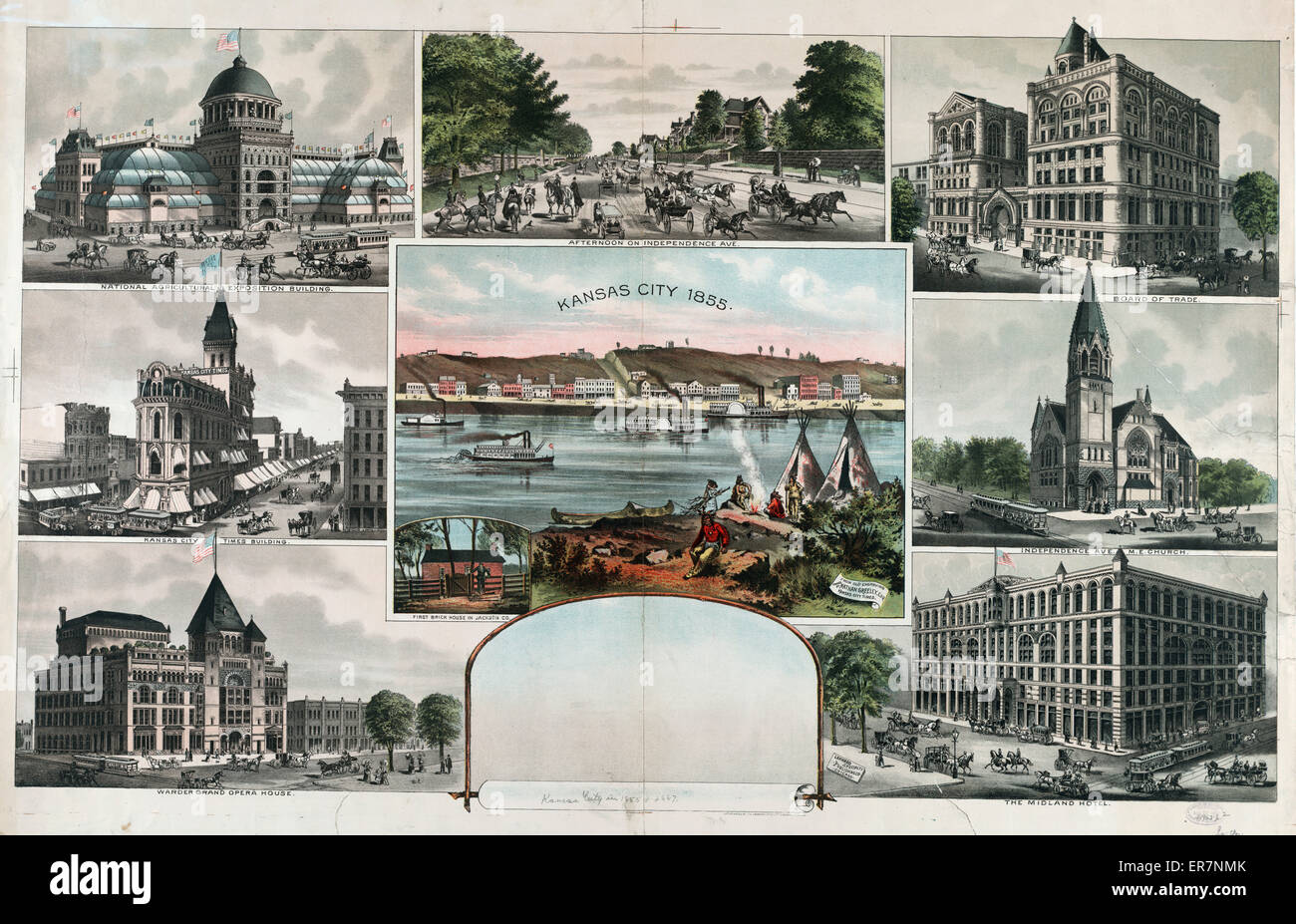 Kansas City in 1855 & 1887 Stock Photo - Alamy