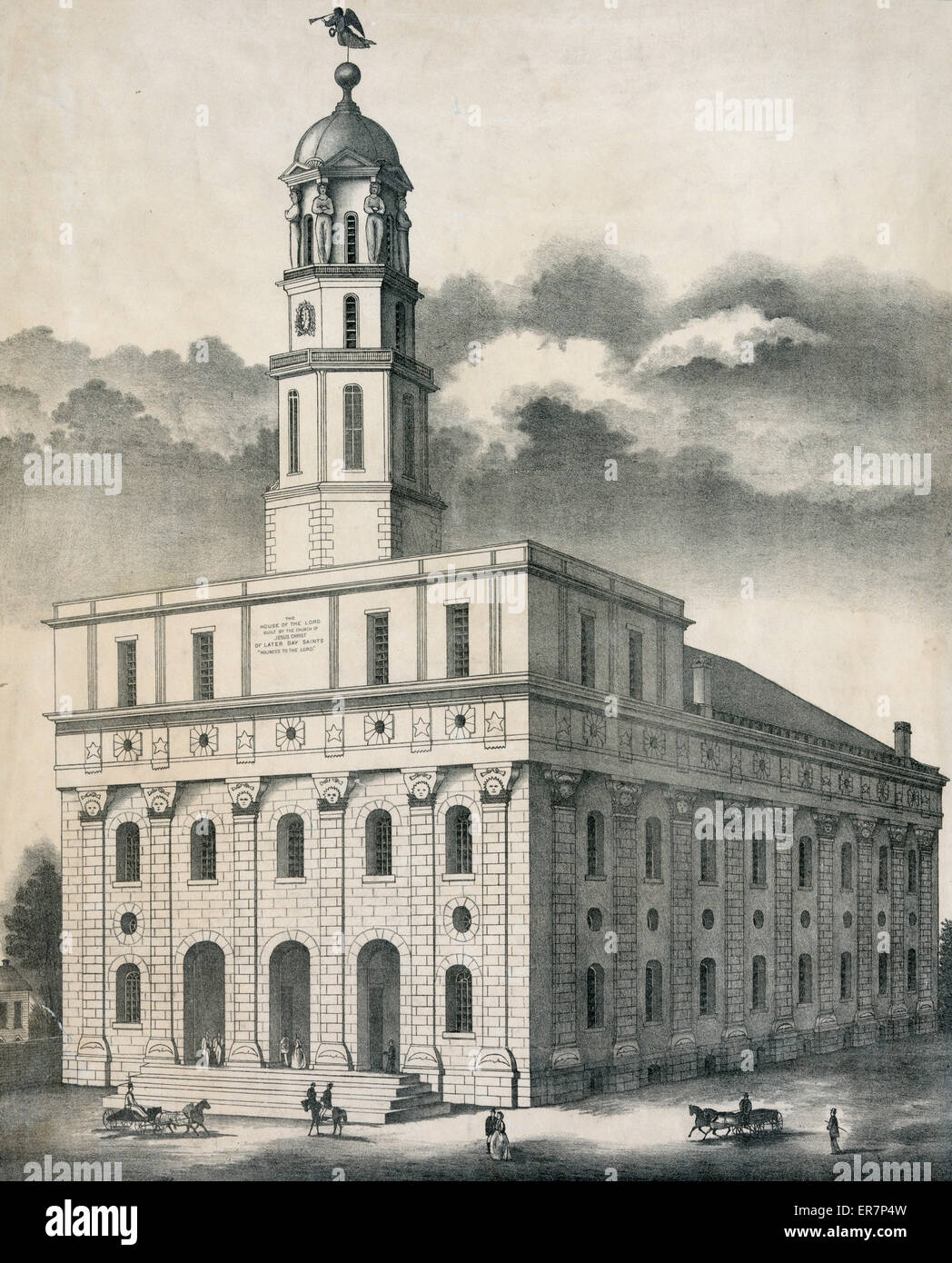 Joseph Smith's original temple, Nauvoo, Ills. Print showing exterior ...