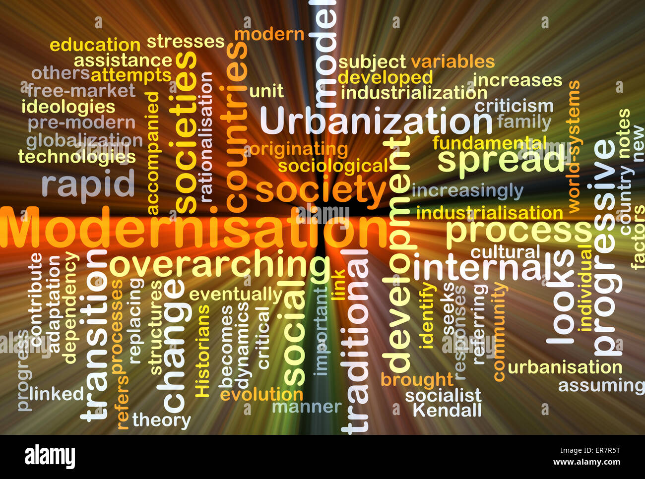 Background concept wordcloud illustration of modernisation glowing ...