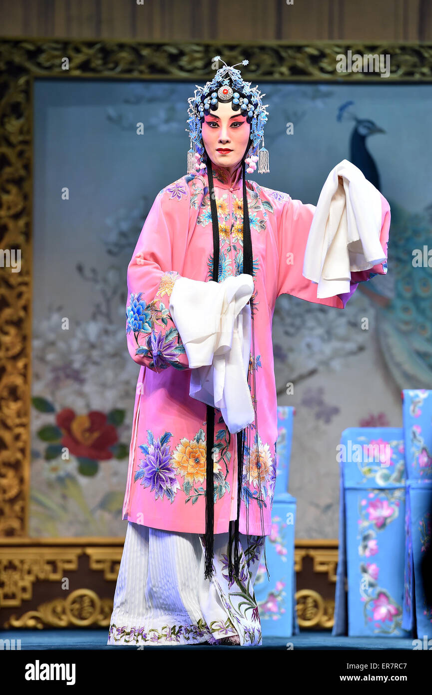Beijing, China. 28th May, 2015. Peking Opera artist Zhang Huoding ...