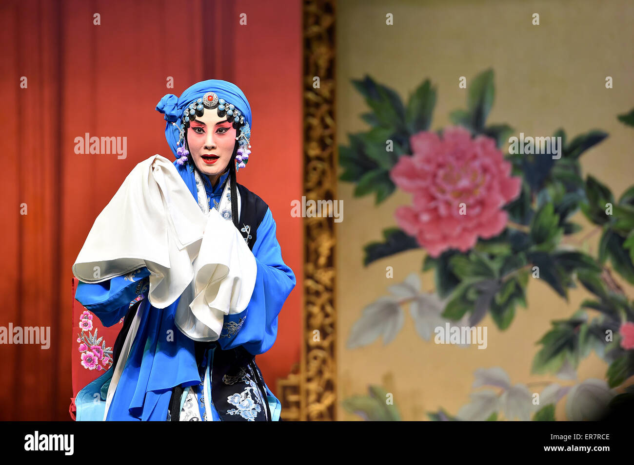 Beijing, China. 28th May, 2015. Peking Opera artist Zhang Huoding ...