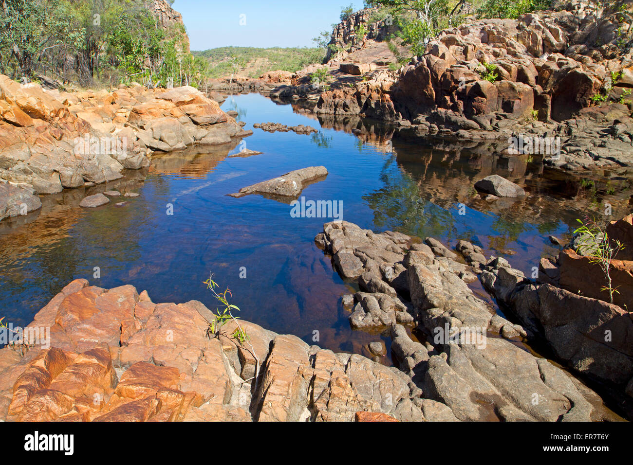 Pool at the top of 17 Mile Falls along the Jatbula Trail Stock Photo ...