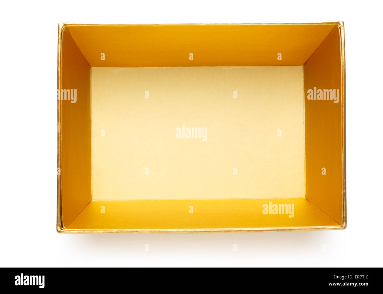 Empty golden box on the white background Stock Photo - Alamy