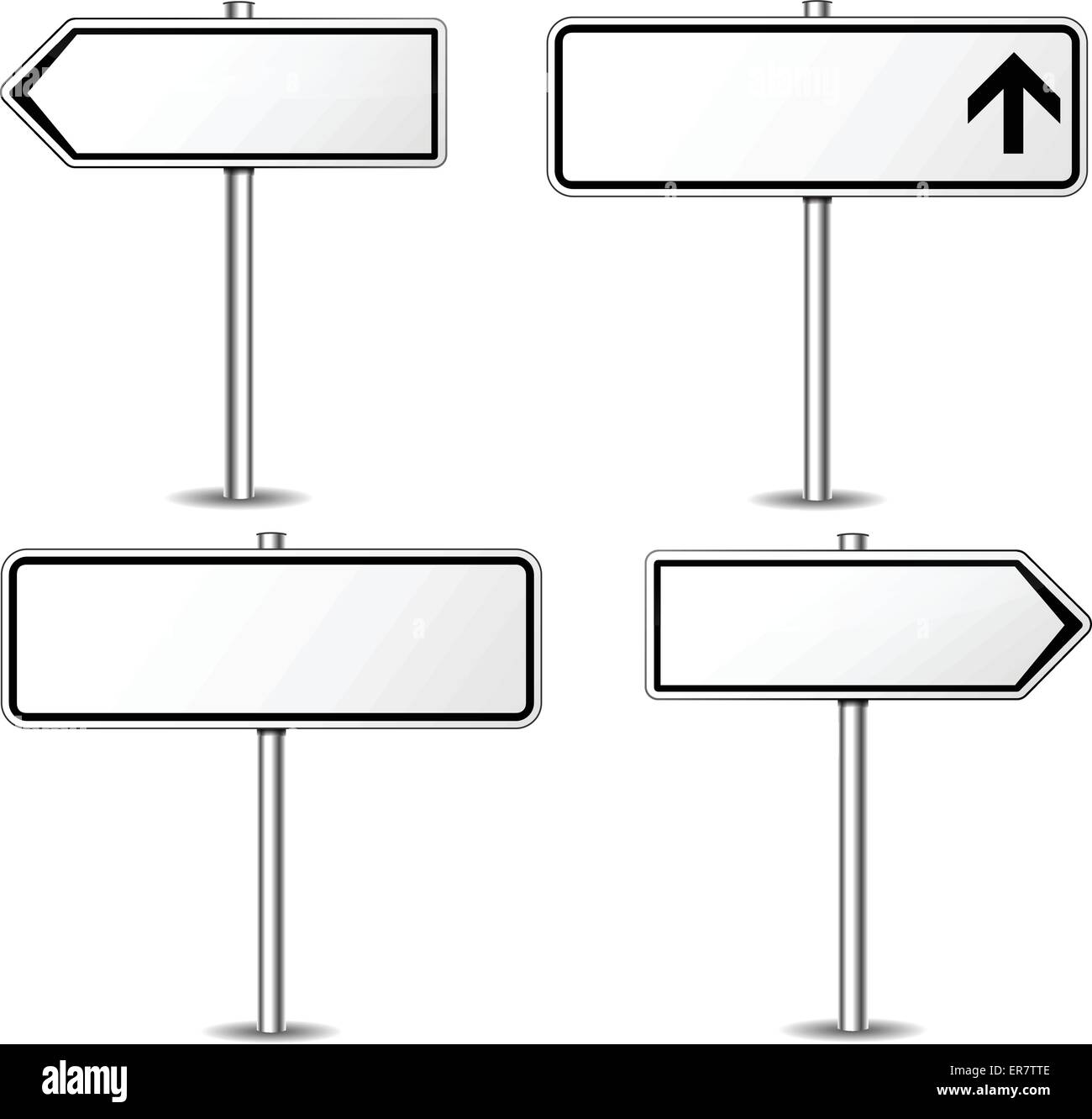 Vector illustration of white blank signpost set Stock Vector Image ...