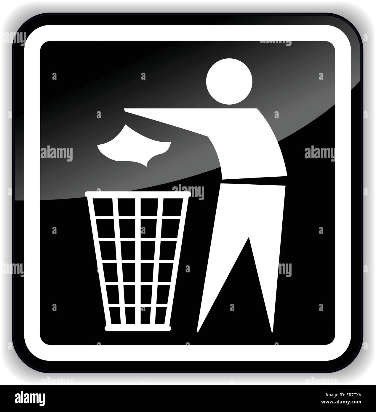 Vector illustration of black bin icon on white background Stock Vector ...