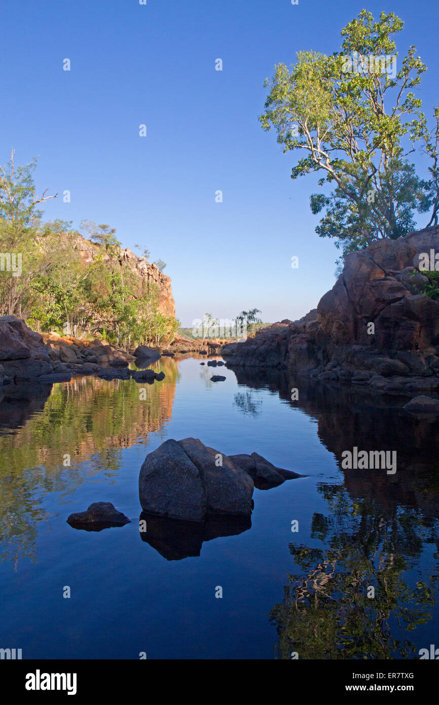 Pool at the top of 17 Mile Falls along the Jatbula Trail Stock Photo ...