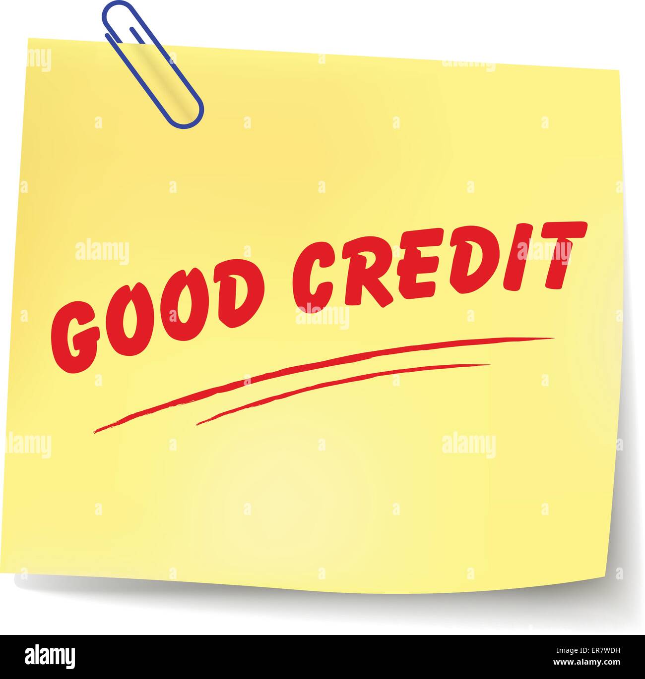 Vector illustration of good credit paper message on white background ...