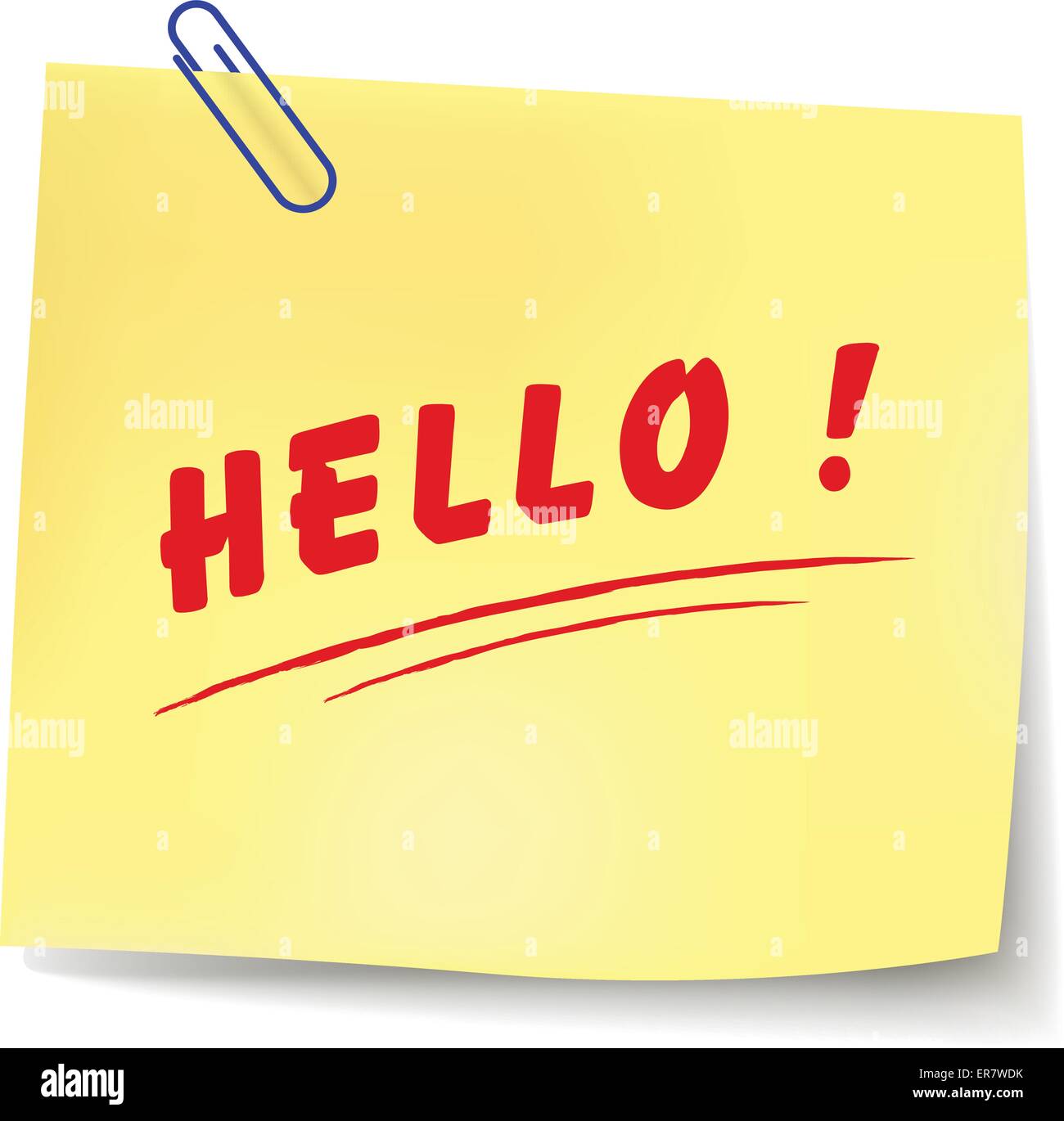 Vector illustration of hello paper message on white background Stock ...