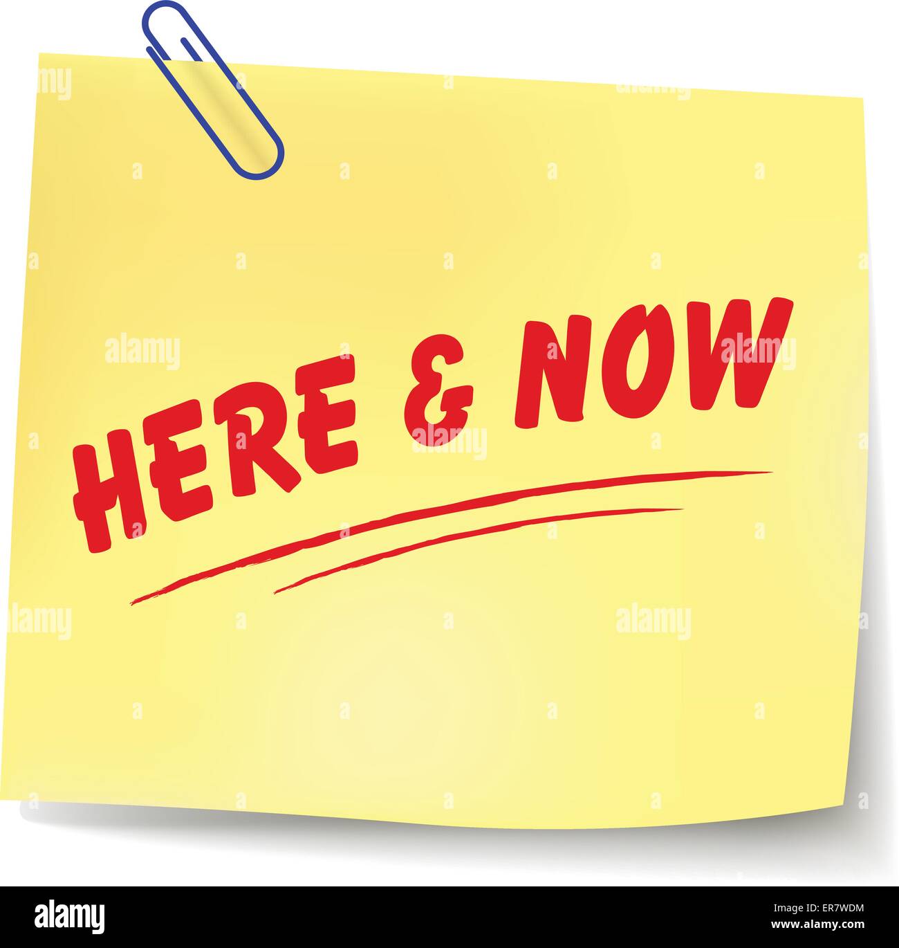 Vector illustration of here and now paper message on white background ...