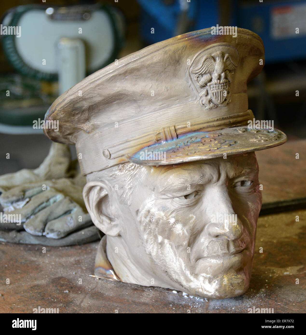 Fleet Admiral Chester William Nimitz bronze statue at foundry Stock ...