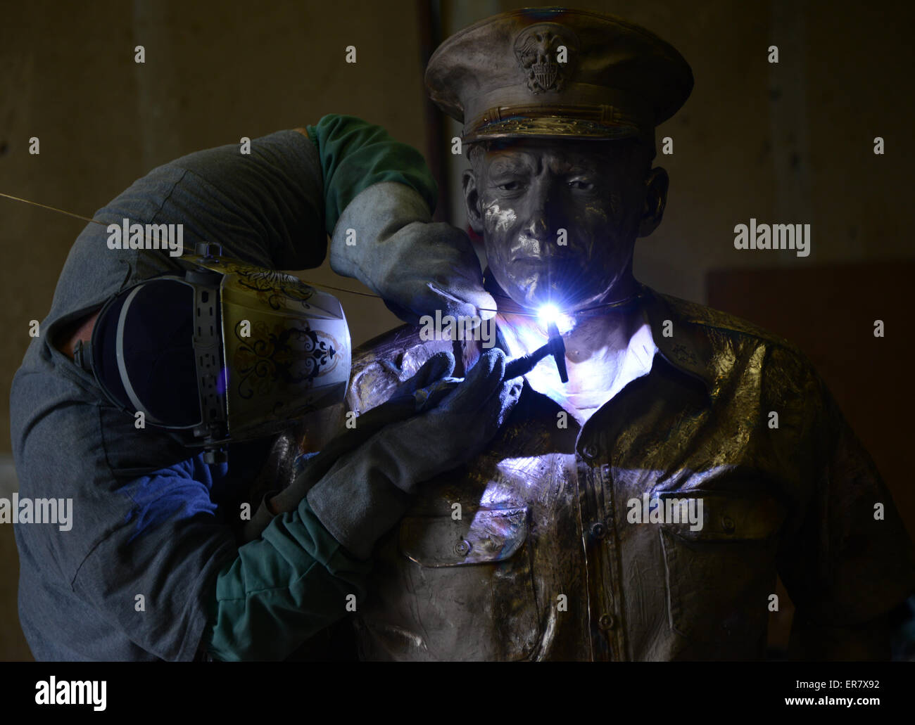 Fleet Admiral Chester William Nimitz bronze statue at foundry Stock ...