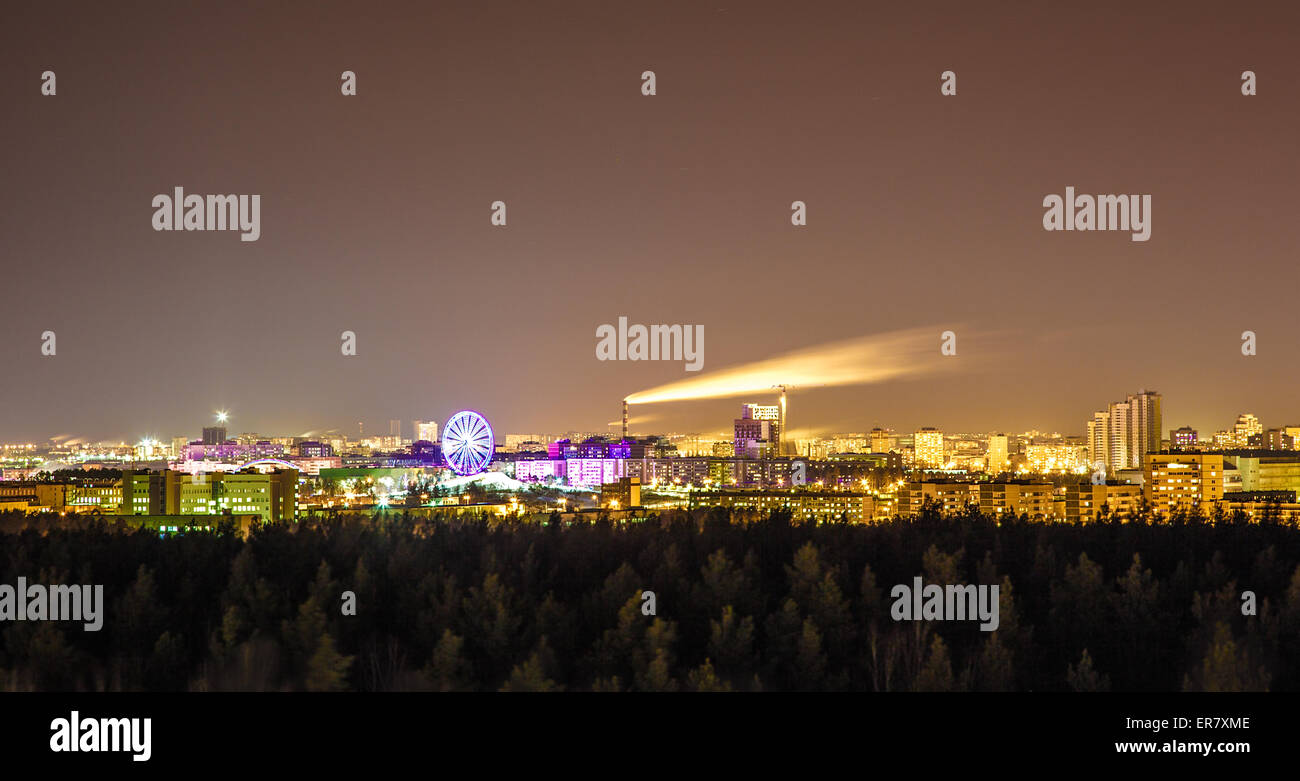 Night view over city buildings from above Stock Photo - Alamy