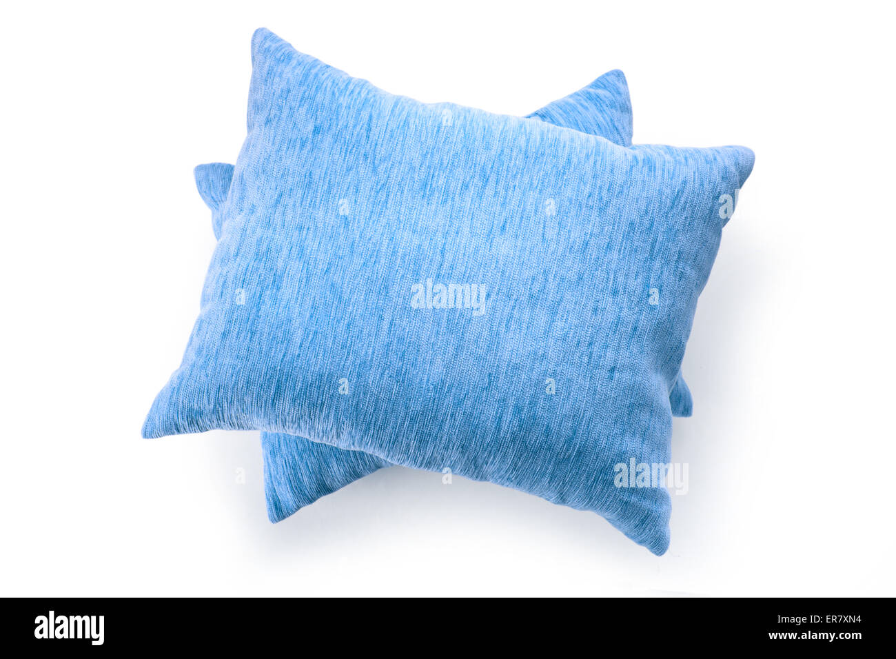 Soft blank blue pillows on white background Stock Photo - Alamy