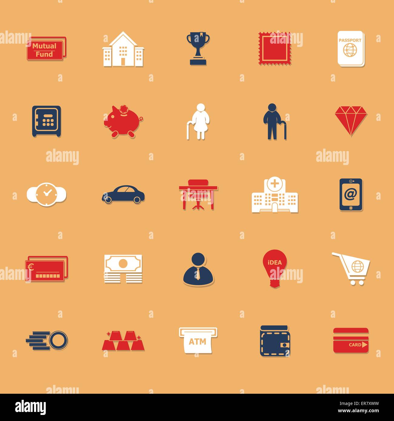 Personal financial flat icons with shadow, stock vector Stock Vector ...