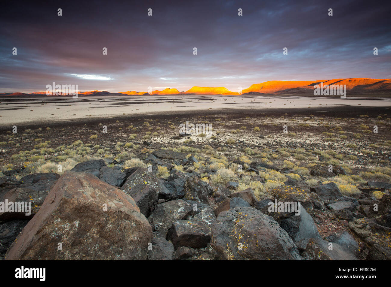 Sunset over Lunar Lake Playa, remote central Nevada Stock Photo - Alamy