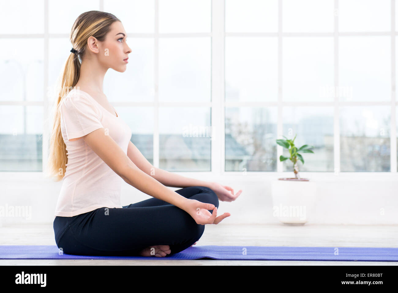Yoga concept with beautiful woman Stock Photo - Alamy