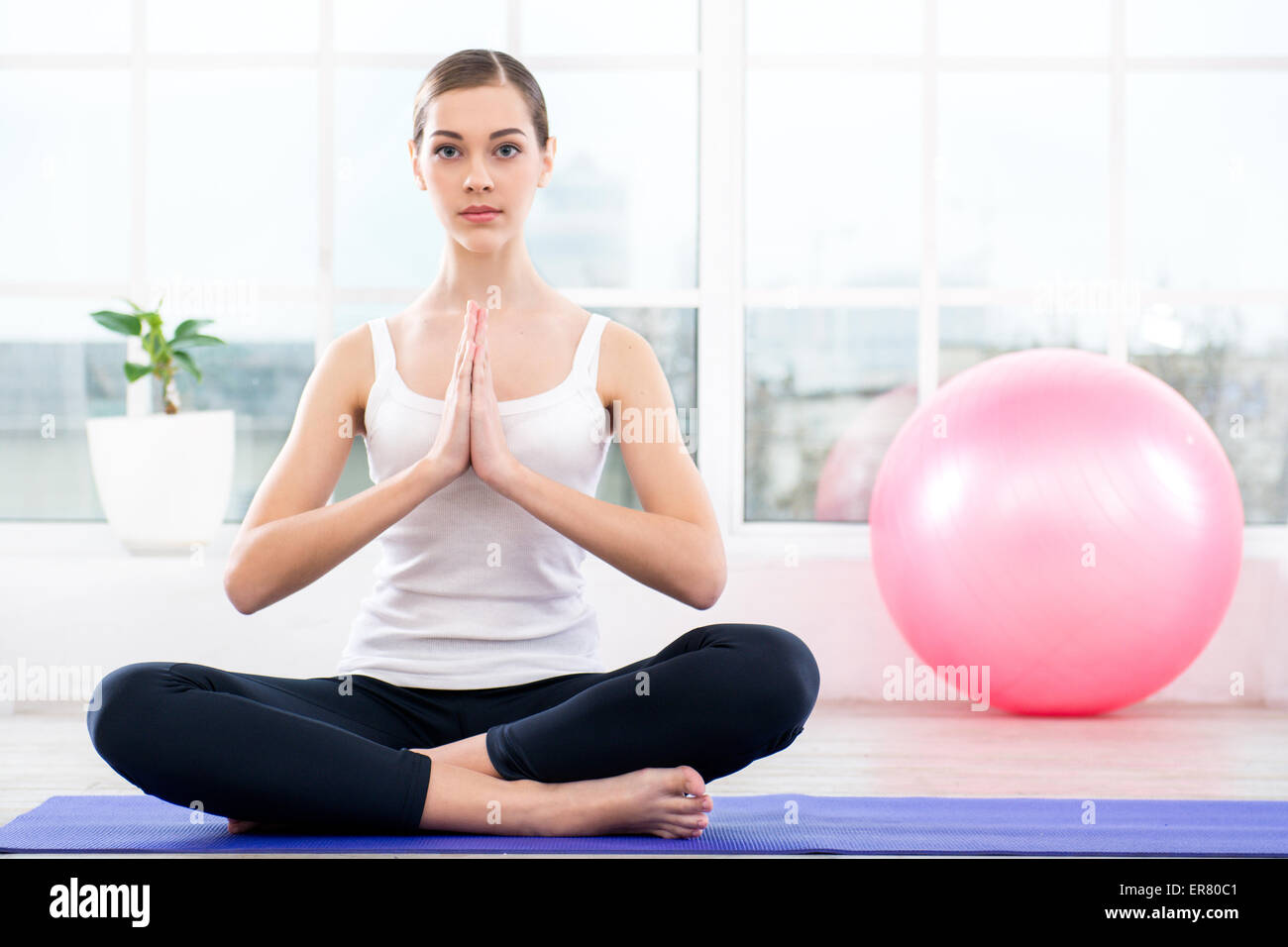 Yoga concept with beautiful woman Stock Photo - Alamy