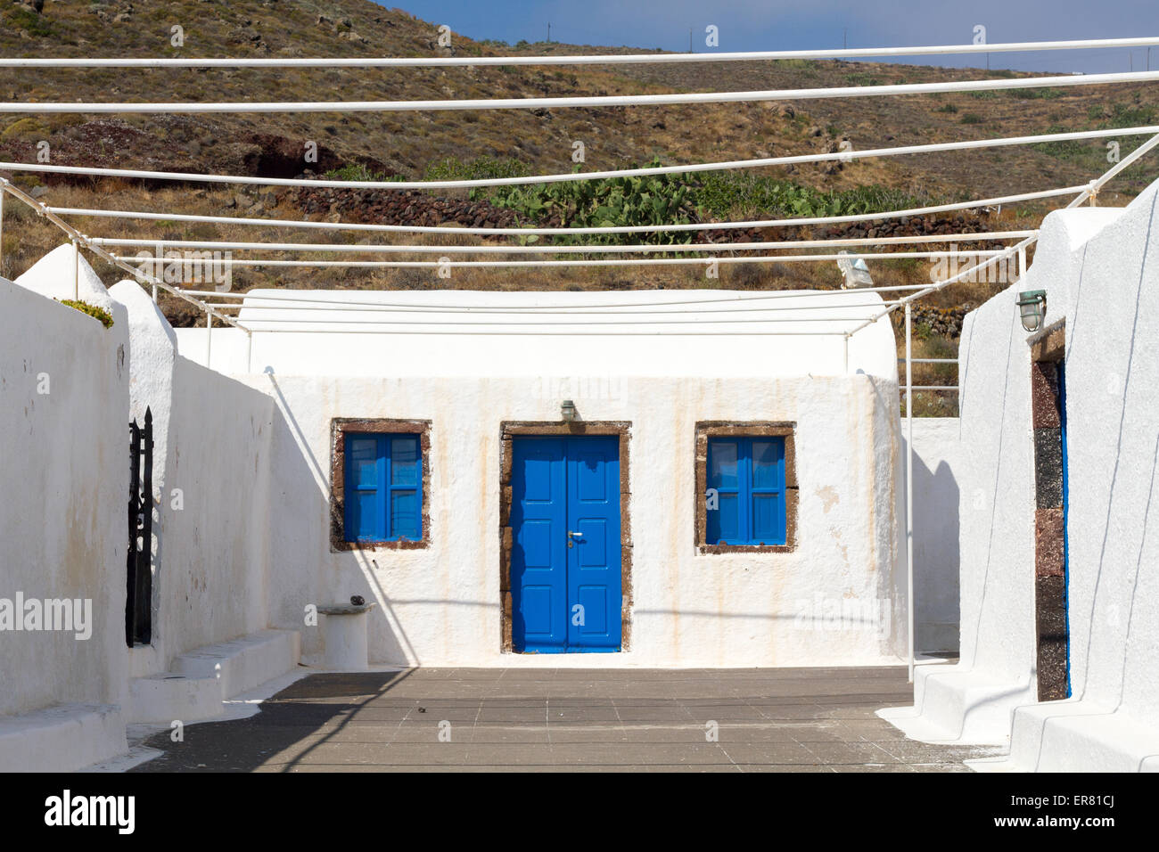 Old monastery. Santorini is an island in the southern Aegean Sea. Its a ...