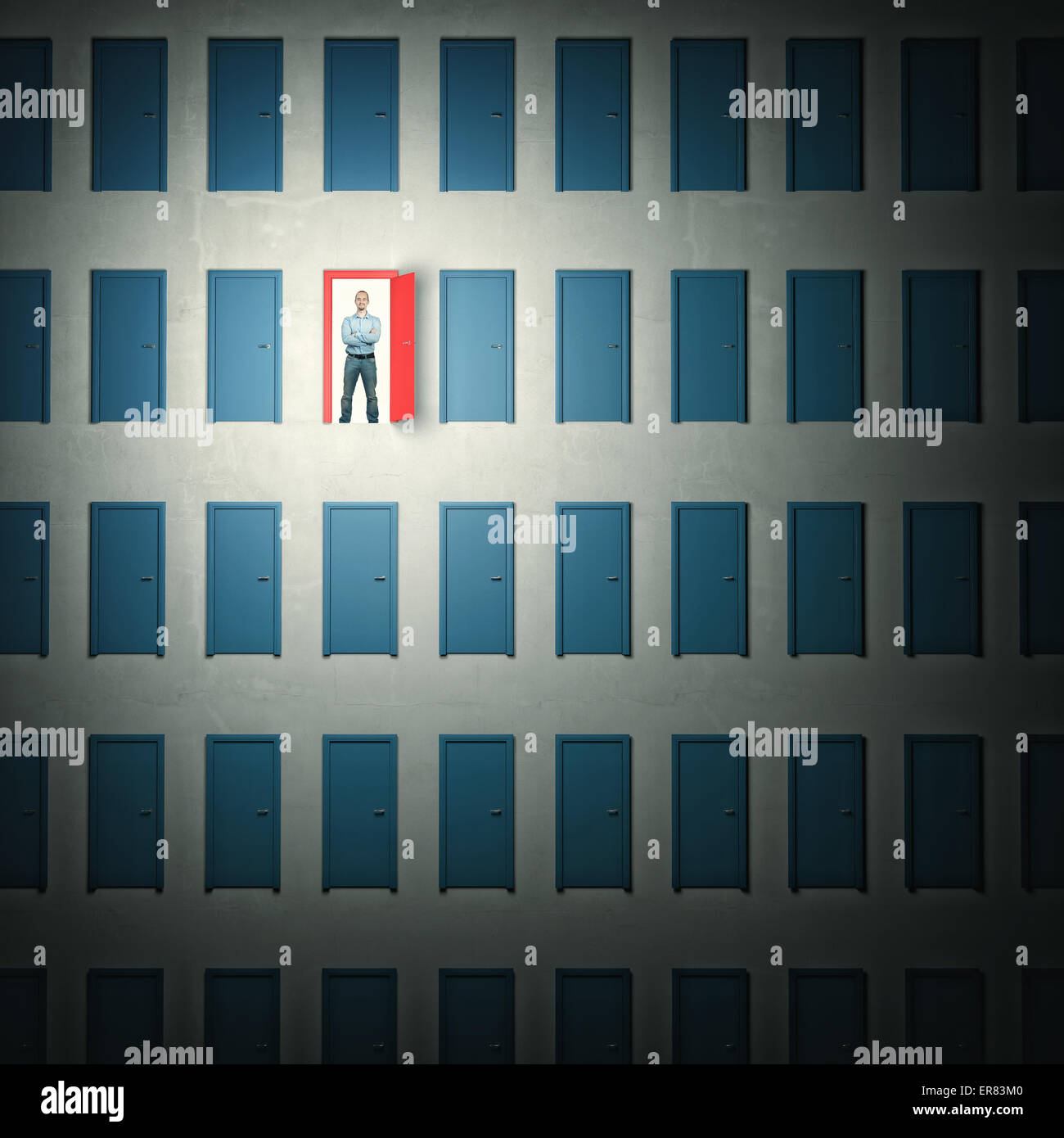 3d image of door and confident man Stock Photo - Alamy