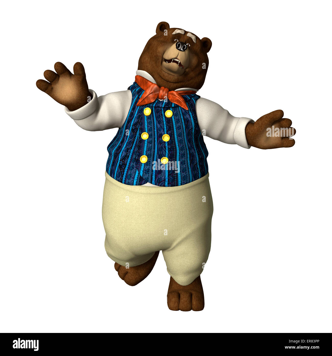 3D digital render of a fairytale bear running isolated on white ...