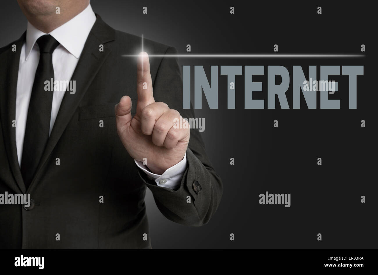 Internet touchscreen is operated by businessman Stock Photo - Alamy