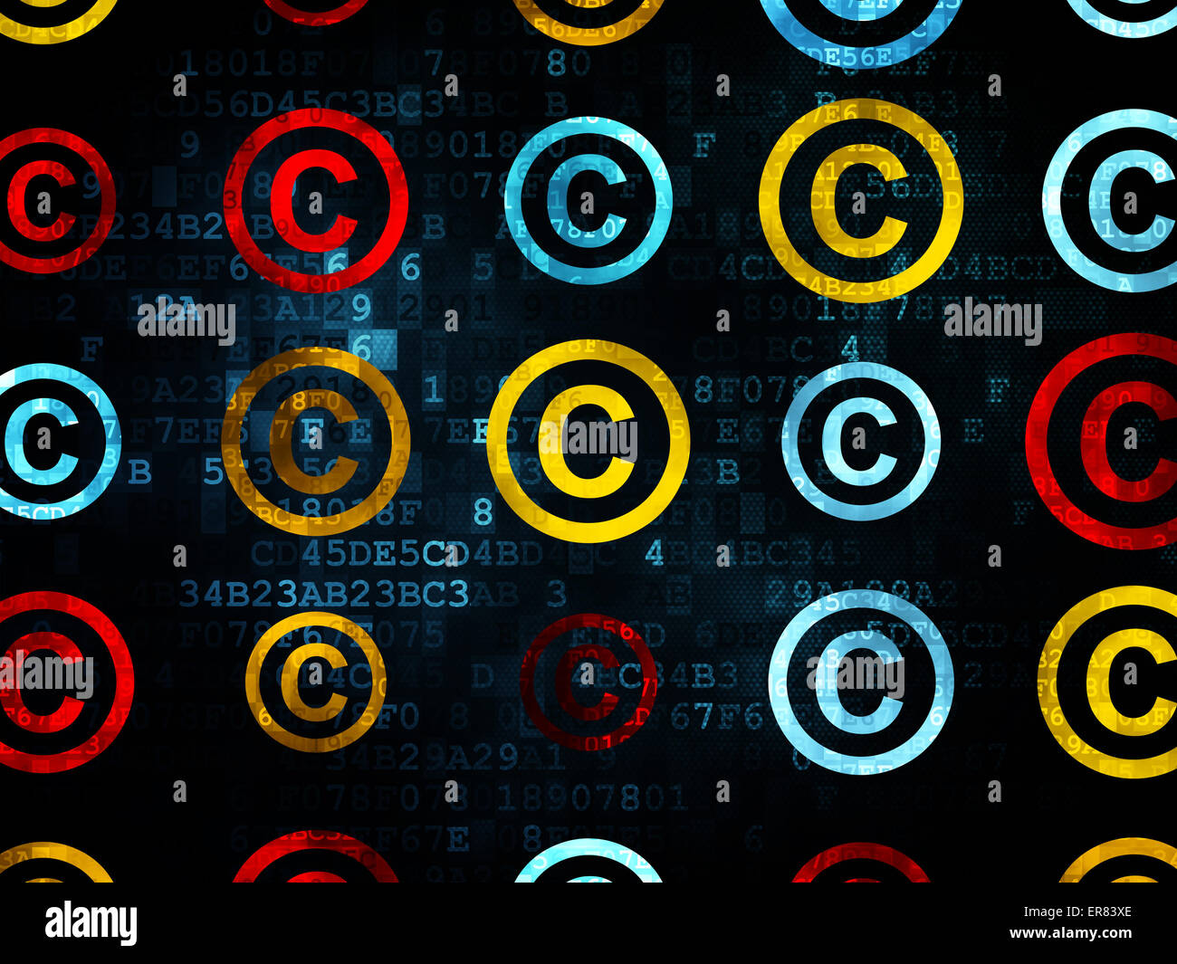 Law concept: Copyright icons on Digital background Stock Photo - Alamy