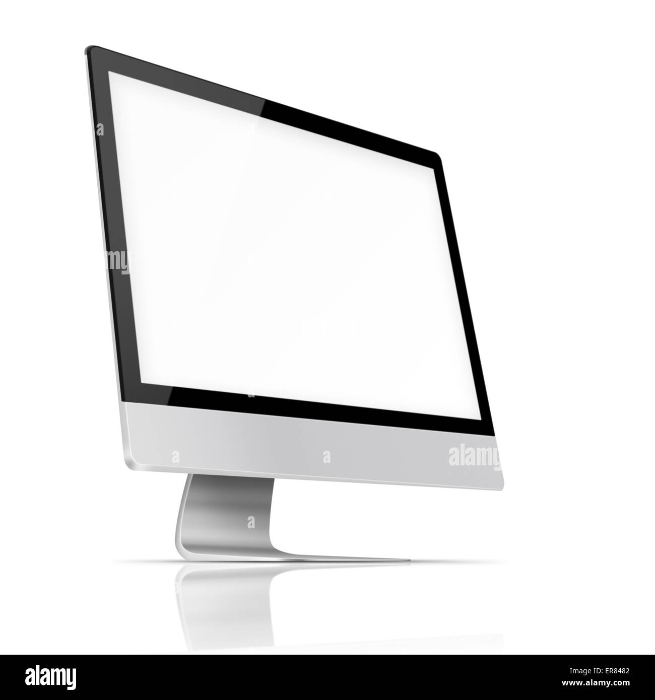 Realistic flat screen computer monitor with blank screen and reflection ...